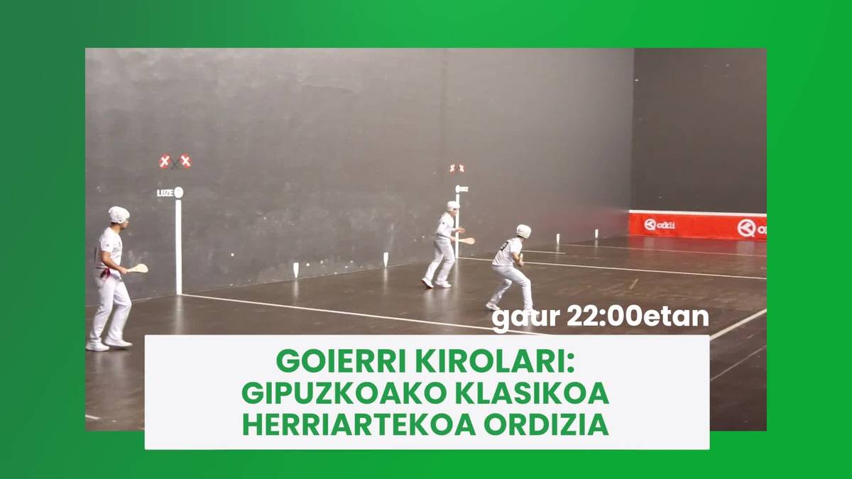 Gaur 22:00etatik aurrera Goierri Kirolari saioa - Goierri - gitb.eus